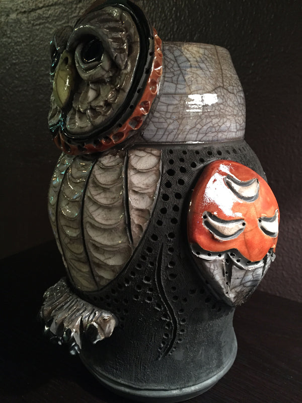 Robin Rodgers - Barred Owl effigy Vase - Somewhere Along The Way